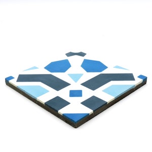 Moroccan Handmade Cement Tiles 8 Inch X 8 Inch Blue Andwhite, Melah ...