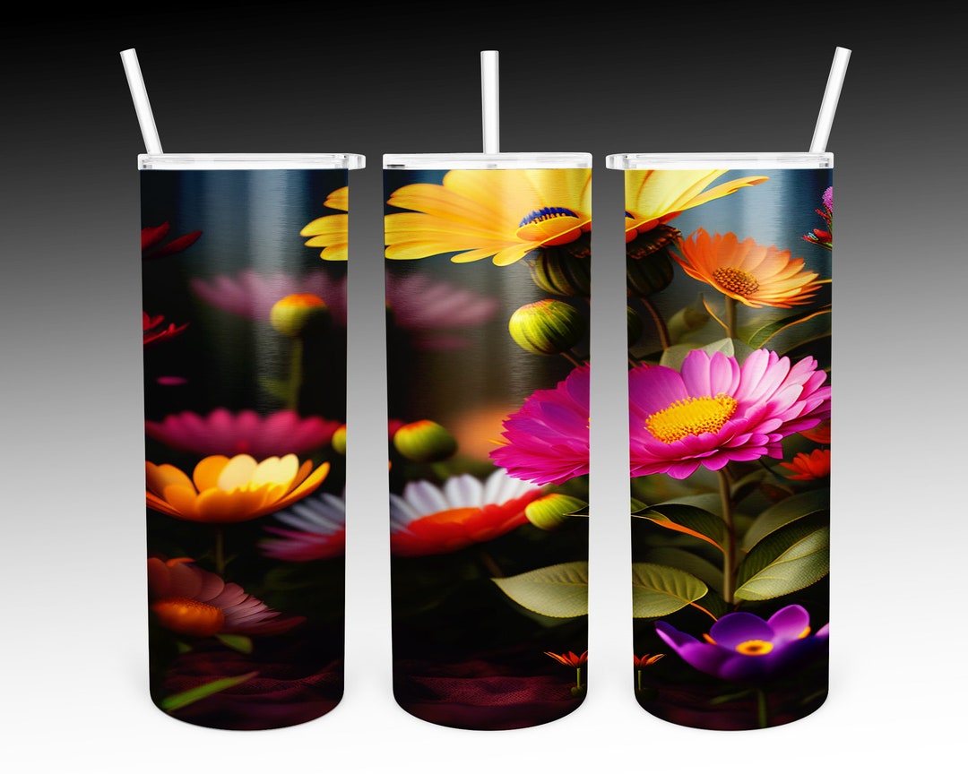 4D Flower Tumbler Png File 2 - Etsy