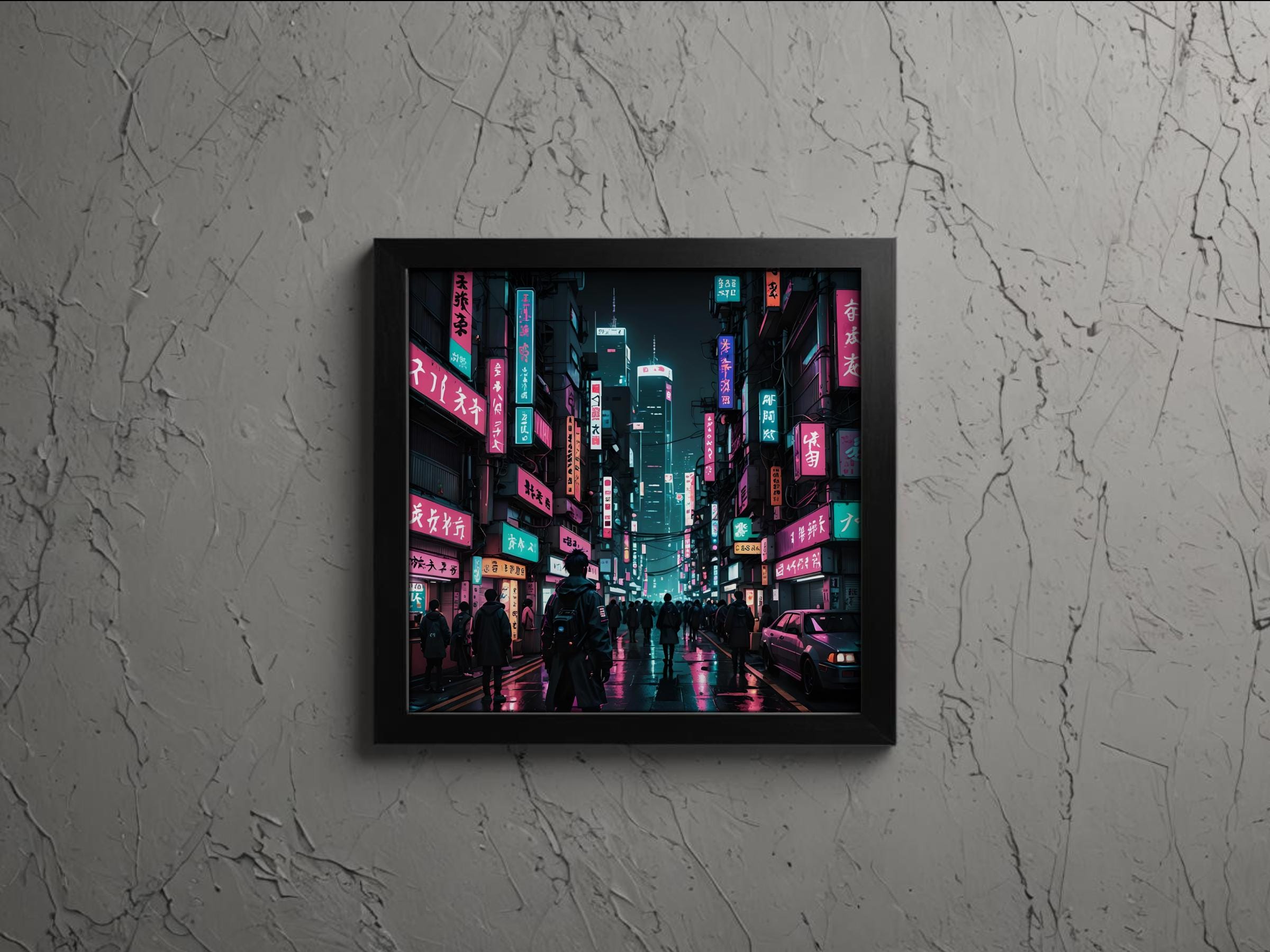Japanese Cyberpunk City Digital Art Gritty Neon Dystopian Urban ...