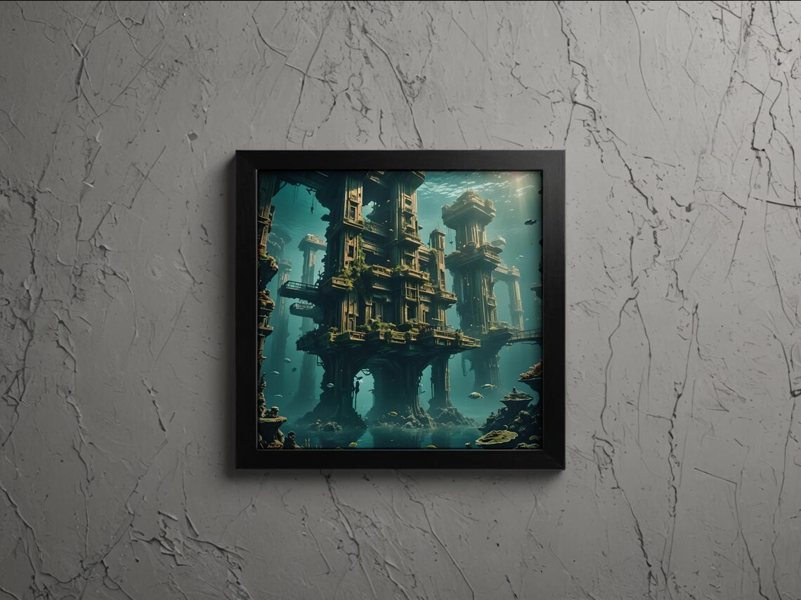 Dystopian Underwater Civilization Digital Art Atlantis-inspired Ruins ...