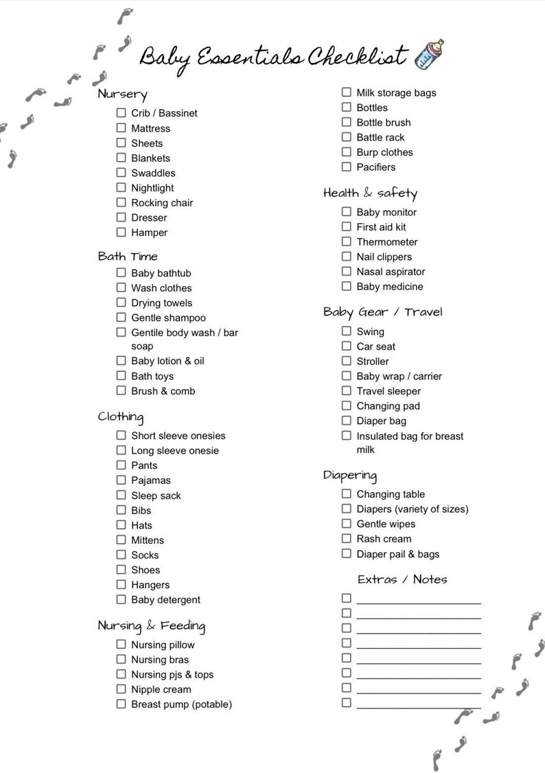 Baby Essentials Checklist - Etsy
