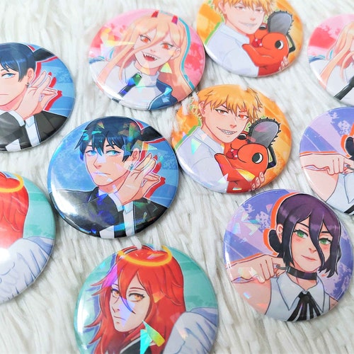 Anime Inspired Holo Button Badges - Etsy