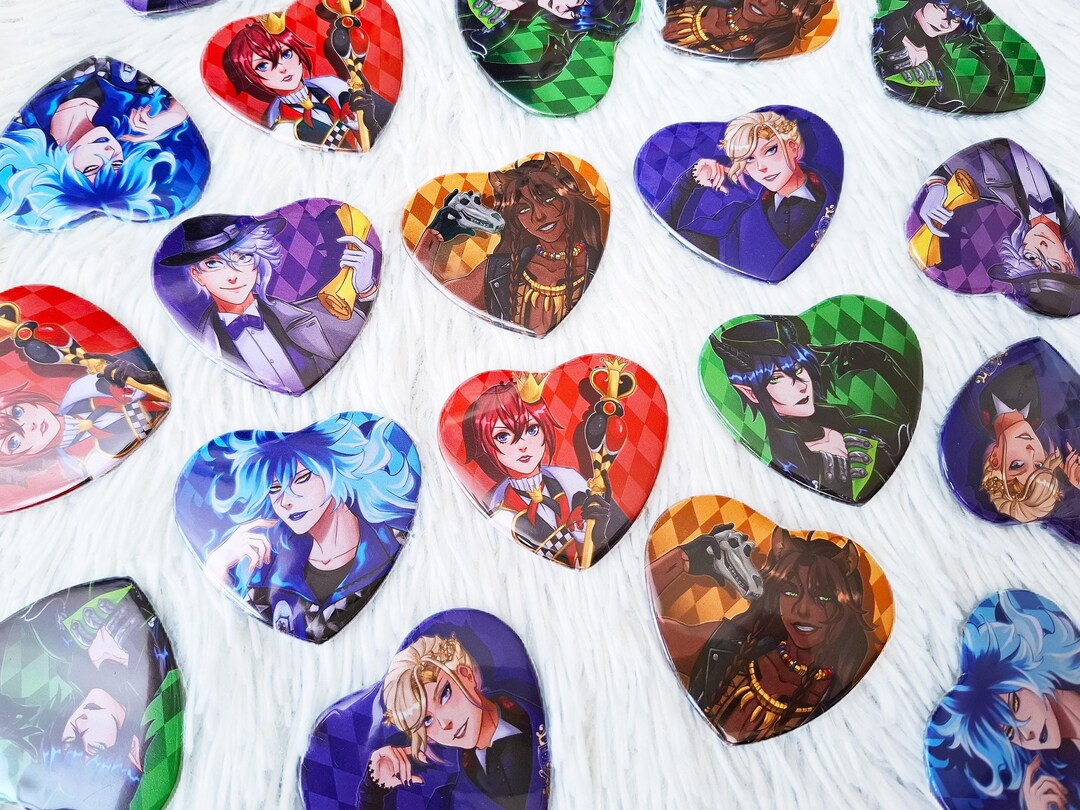 Twisted Wonderland Heart Button Pins - Etsy