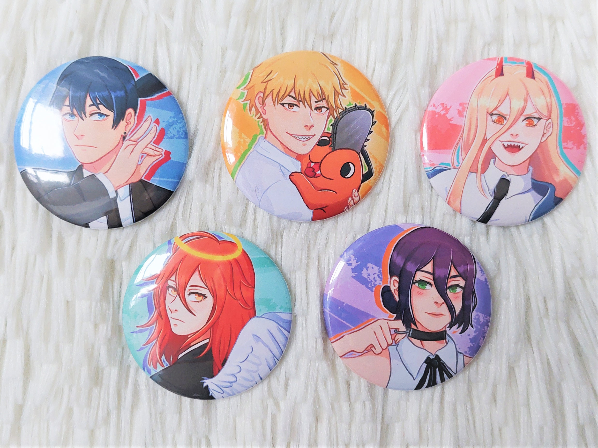 Anime Inspired Holo Button Badges - Etsy