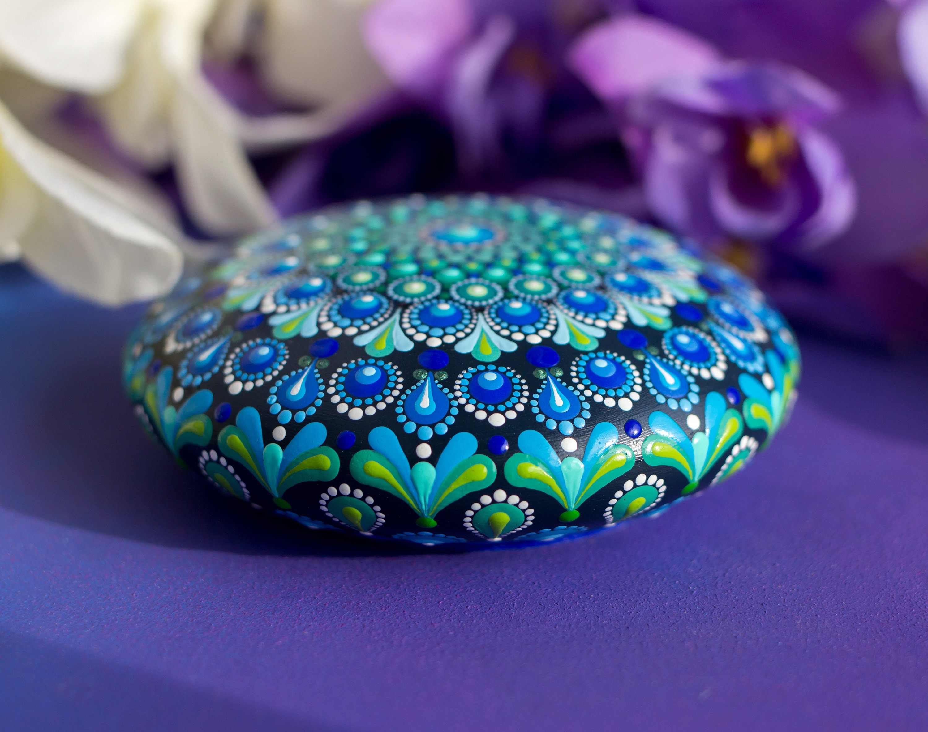 Painted Rock Mandala Stone Hand Painted Original Dot Art Mandala Rock ...