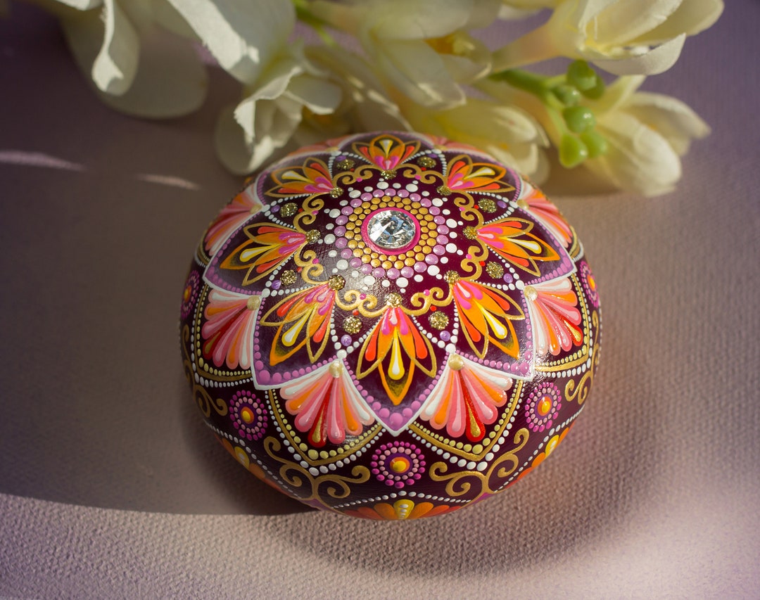 Painted Rock Mandala Stone Hand Painted Original Dot Art Mandala Rock ...