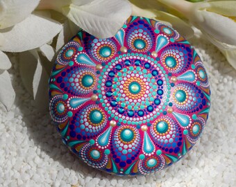 Mandala Stone Hand Painted Original Dot Art Mandala Rock Painting ...