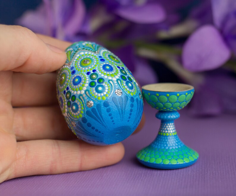 Hand Painted Easter Egg Mandala Dot Art Original Ornament Egg Wood Egg Pysanky - Etsy