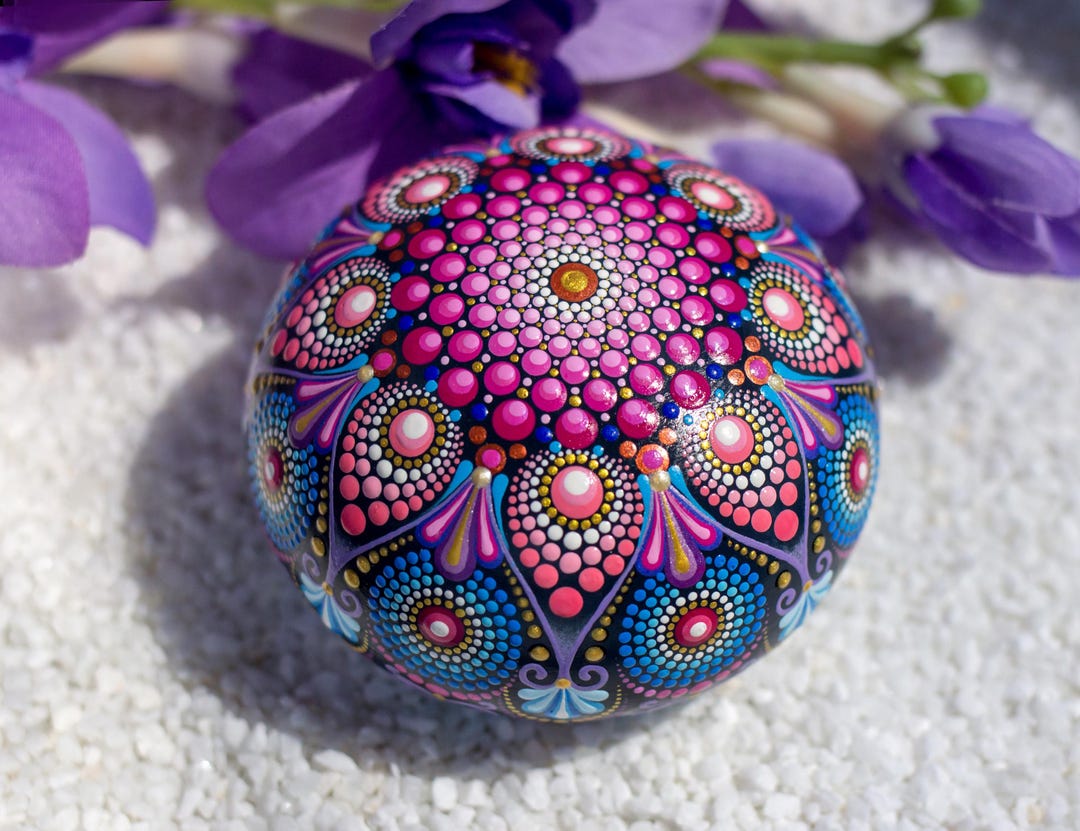 Painted Rock Mandala Stone Hand Painted Original Dot Art Mandala Rock ...
