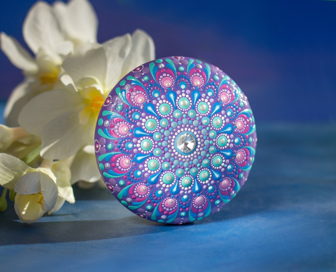 Painted Rock Mandala Stone Hand Painted Original Dot Art Mandala Rock ...