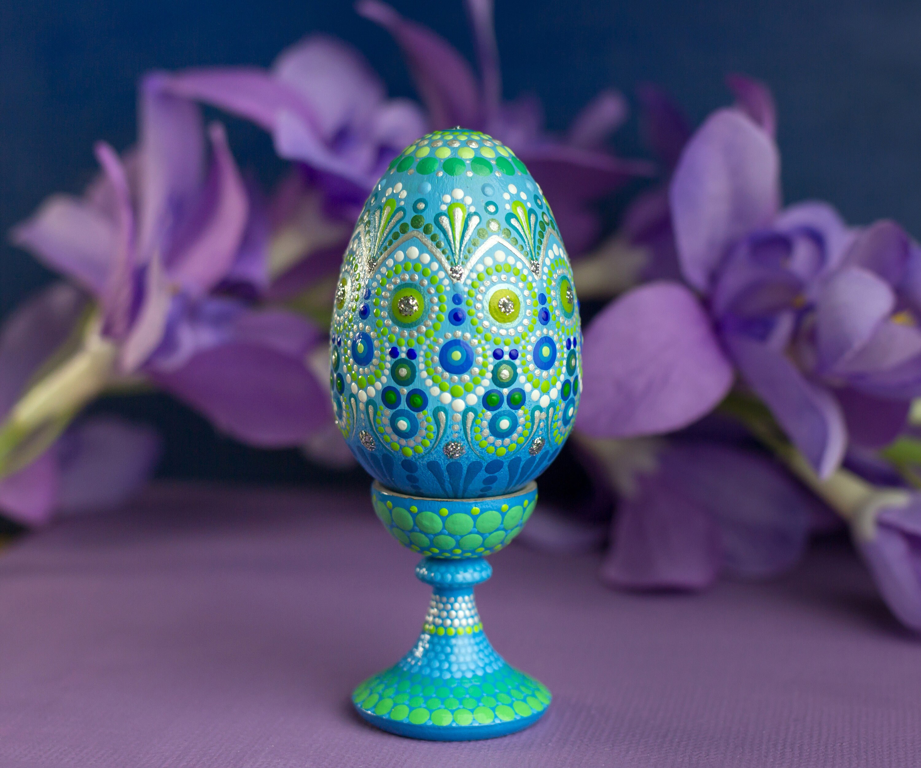 Hand Painted Easter Egg Mandala Dot Art Original Ornament Egg Wood Egg Pysanky - Etsy