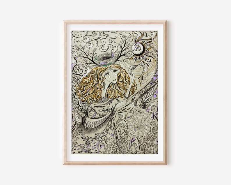 Nymph Art Print Forest Nymph Painting Nature Spirit Poster - Etsy