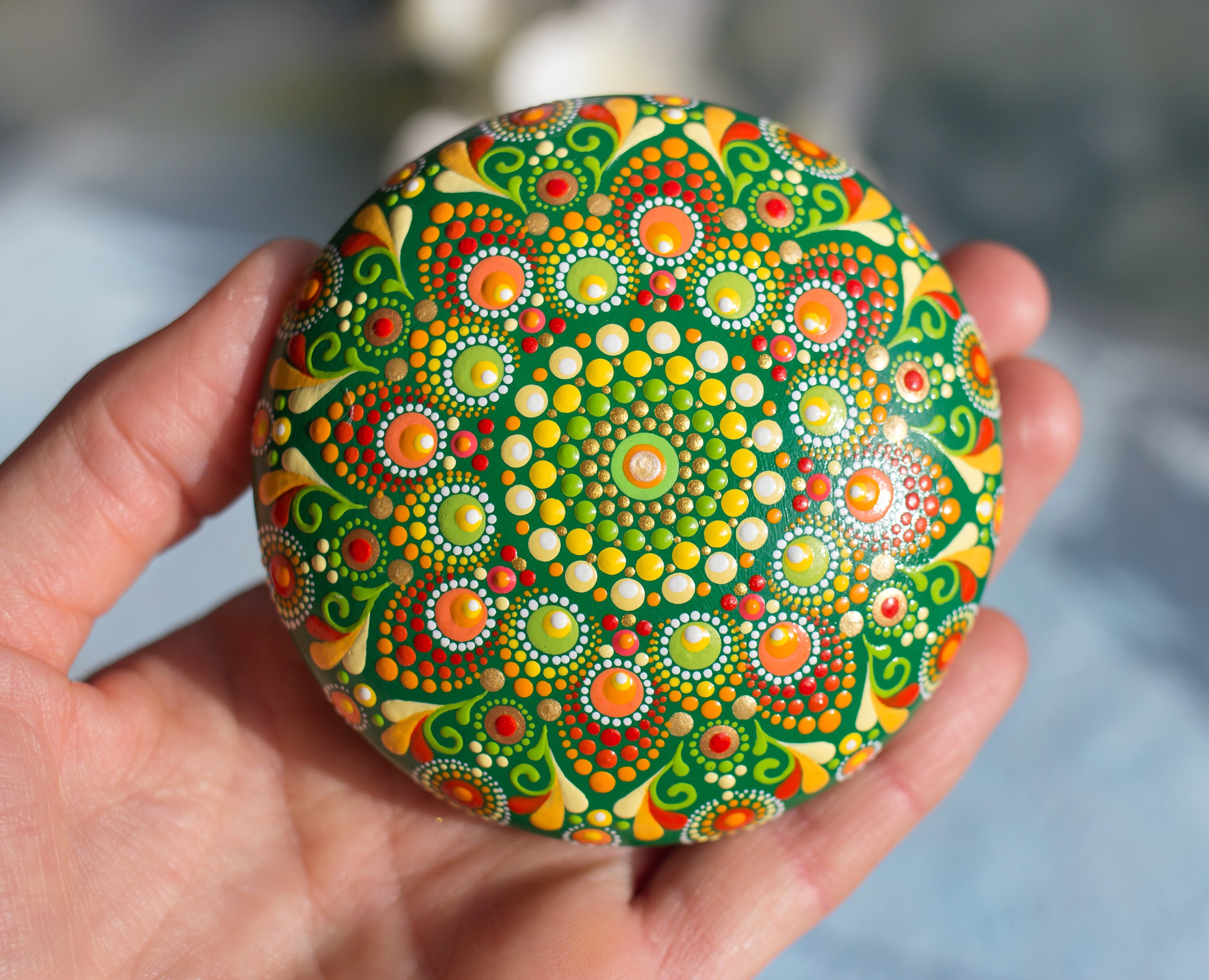 Painted Rock Mandala Stone Hand Painted Original Dot Art Mandala Rock ...