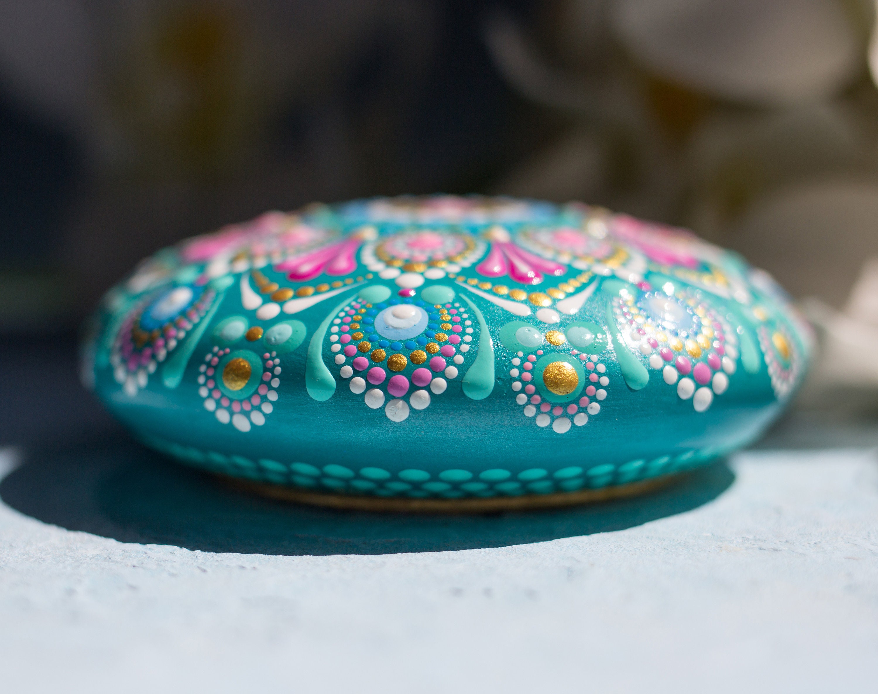 Painted Rock Mandala Stone Hand Painted Original Dot Art Mandala Rock ...