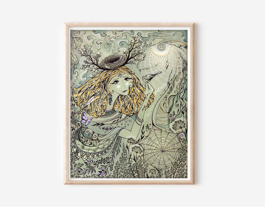 Nymph Canvas Print Forest Nymph Painting Nature Spirit Poster Wood ...
