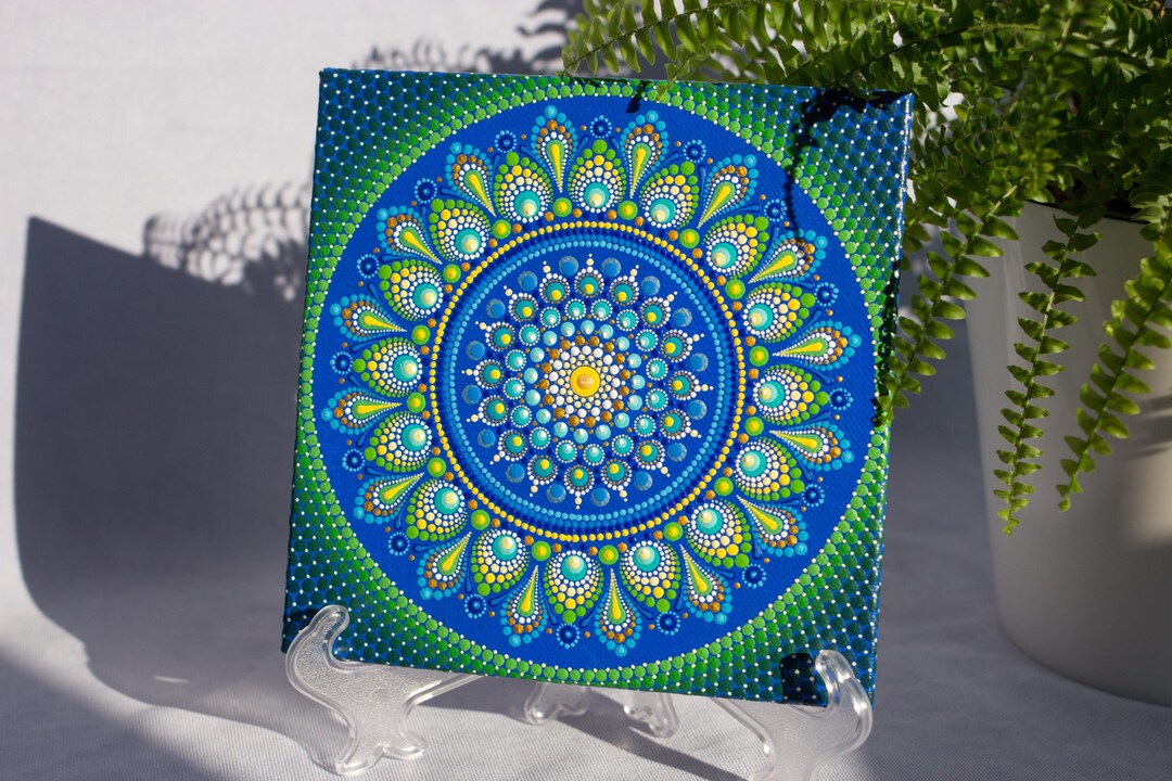 Mandala Dot Art on Canvas Acrylic Painting Hand Painted Original Art ...