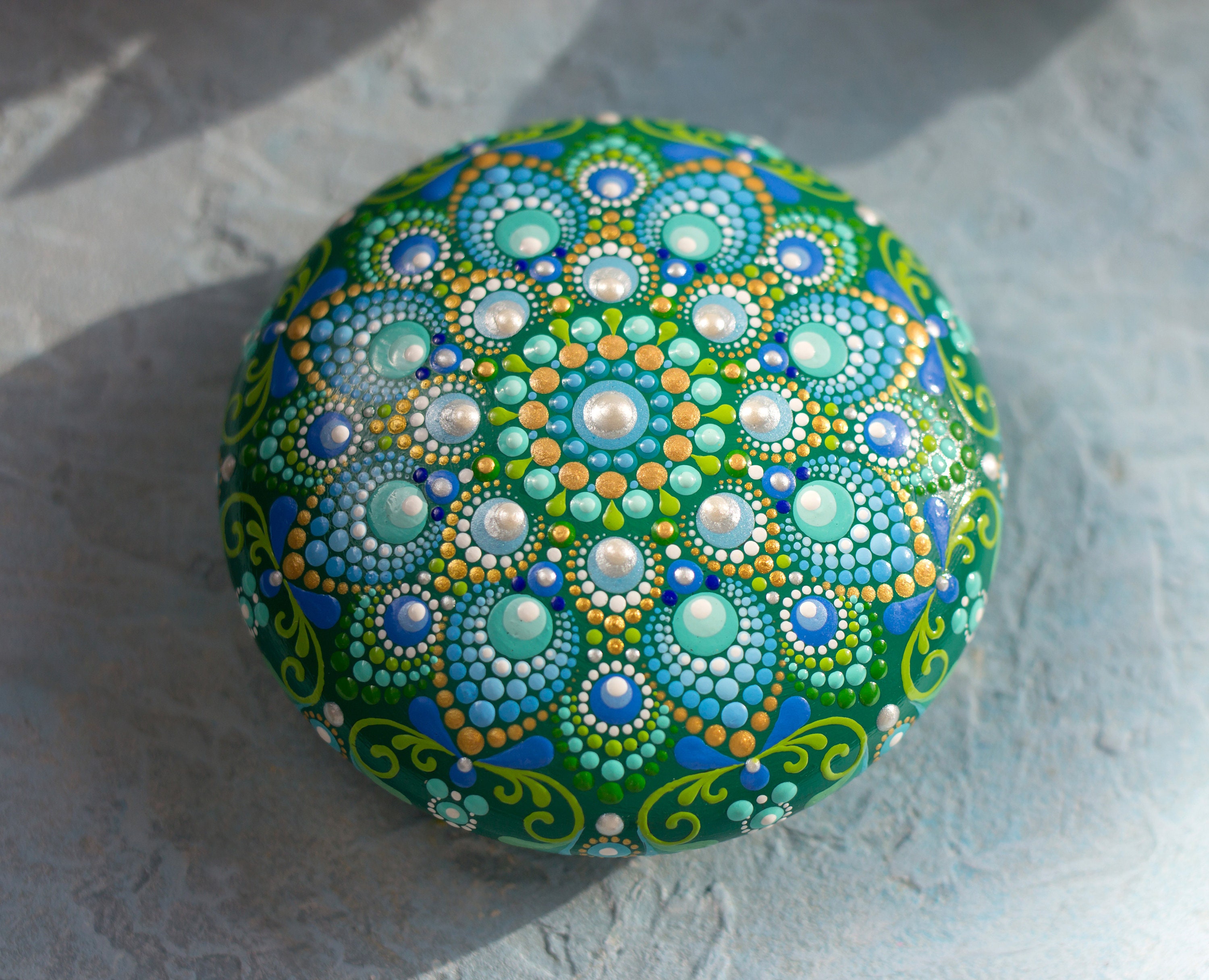 Painted Rock Mandala Stone Hand Painted Original Dot Art Mandala Rock ...