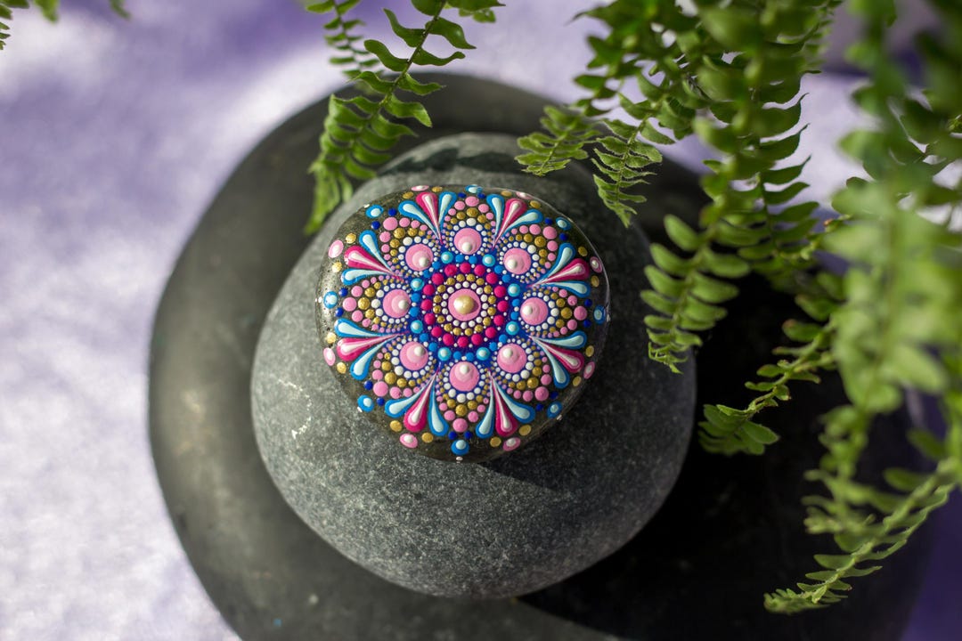 Painted Rock Mandala Stone Hand Painted Original Dot Art Mandala Rock ...