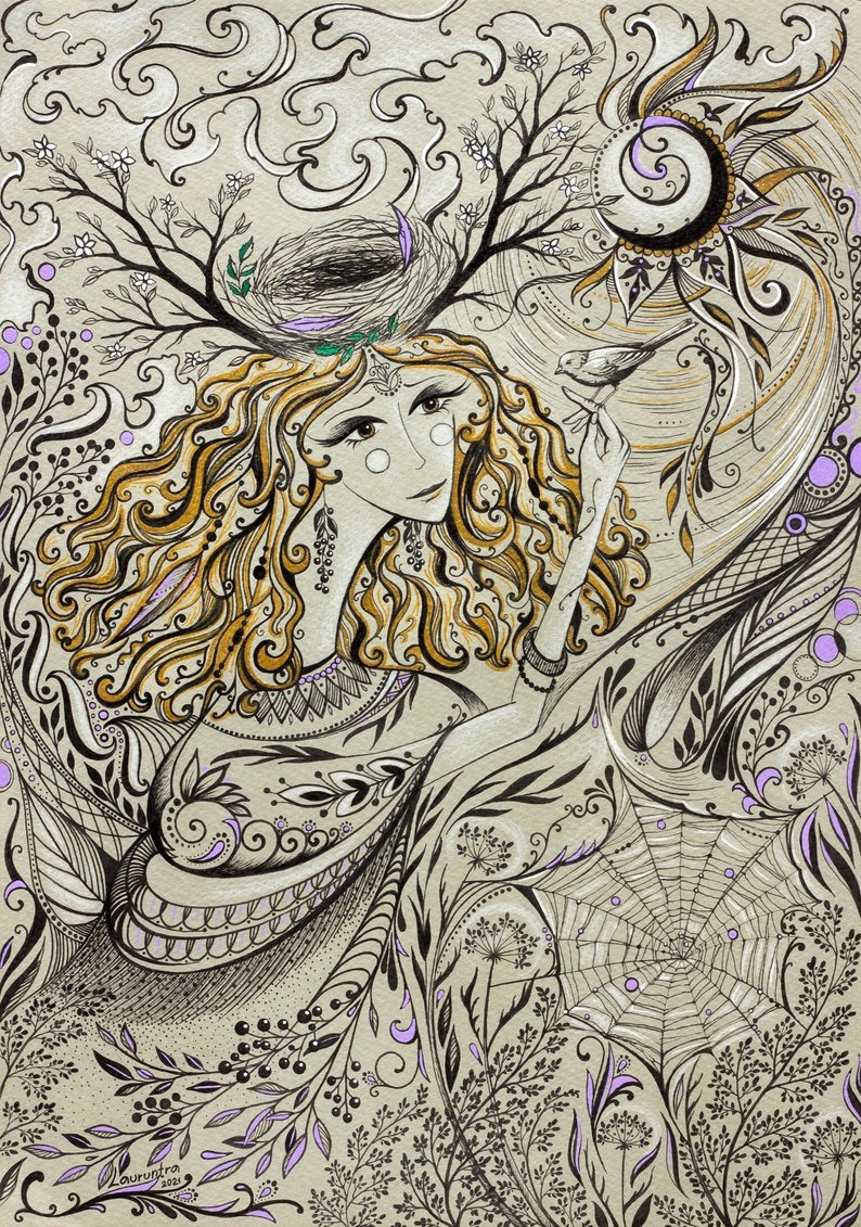 Nymph Art Print Forest Nymph Painting Nature Spirit Poster - Etsy