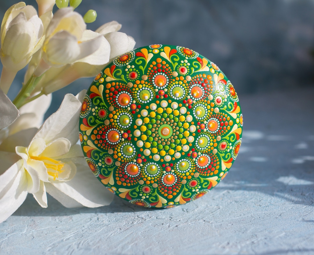 Painted Rock Mandala Stone Hand Painted Original Dot Art Mandala Rock ...