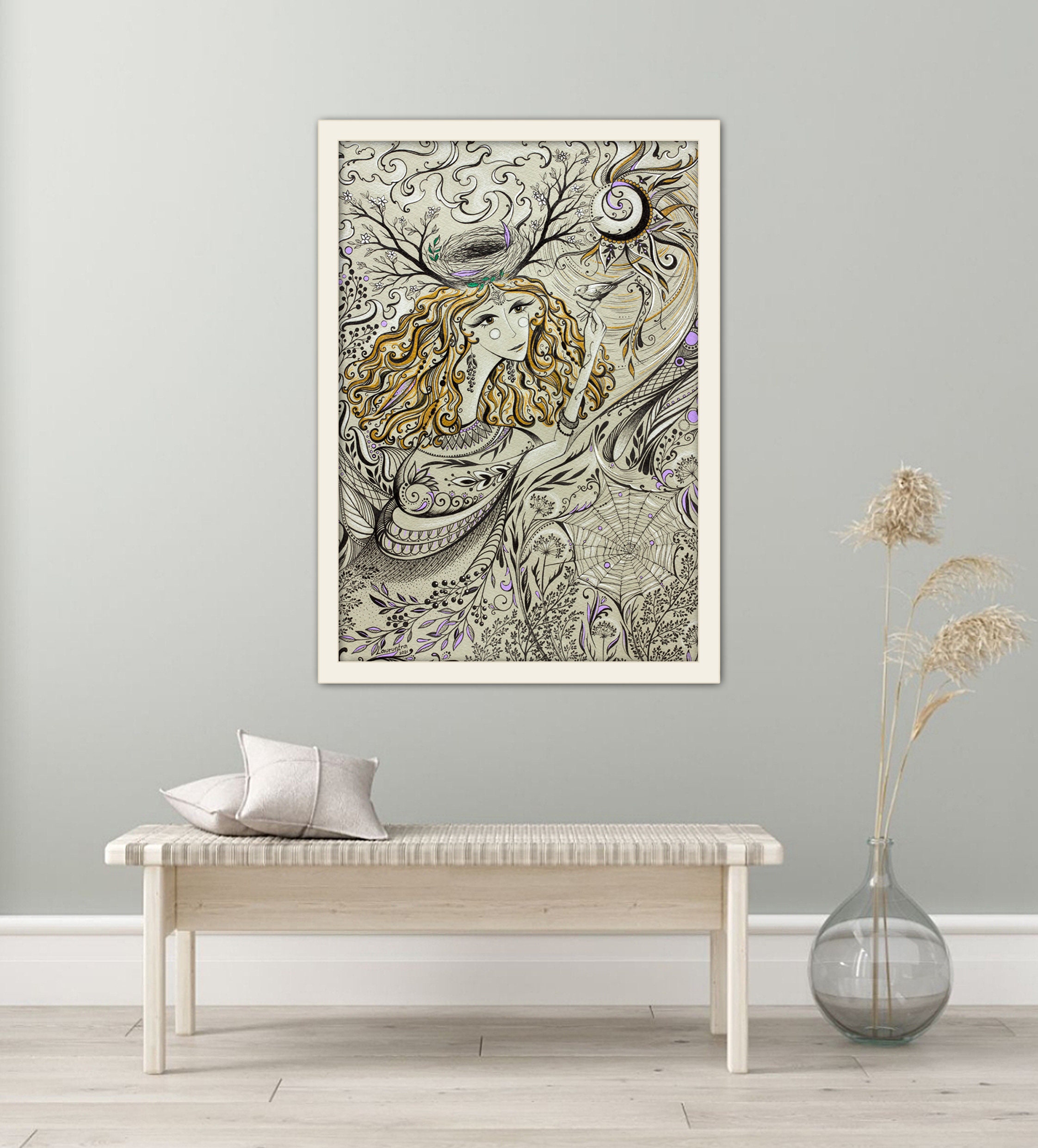 Nymph Art Print Forest Nymph Painting Nature Spirit Poster - Etsy