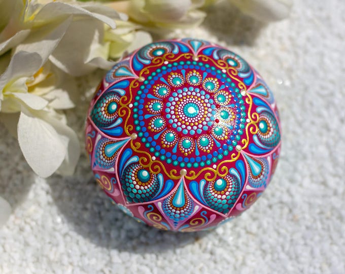 Painted Rock Mandala Stone Hand Painted Original Dot Art Mandala Rock ...