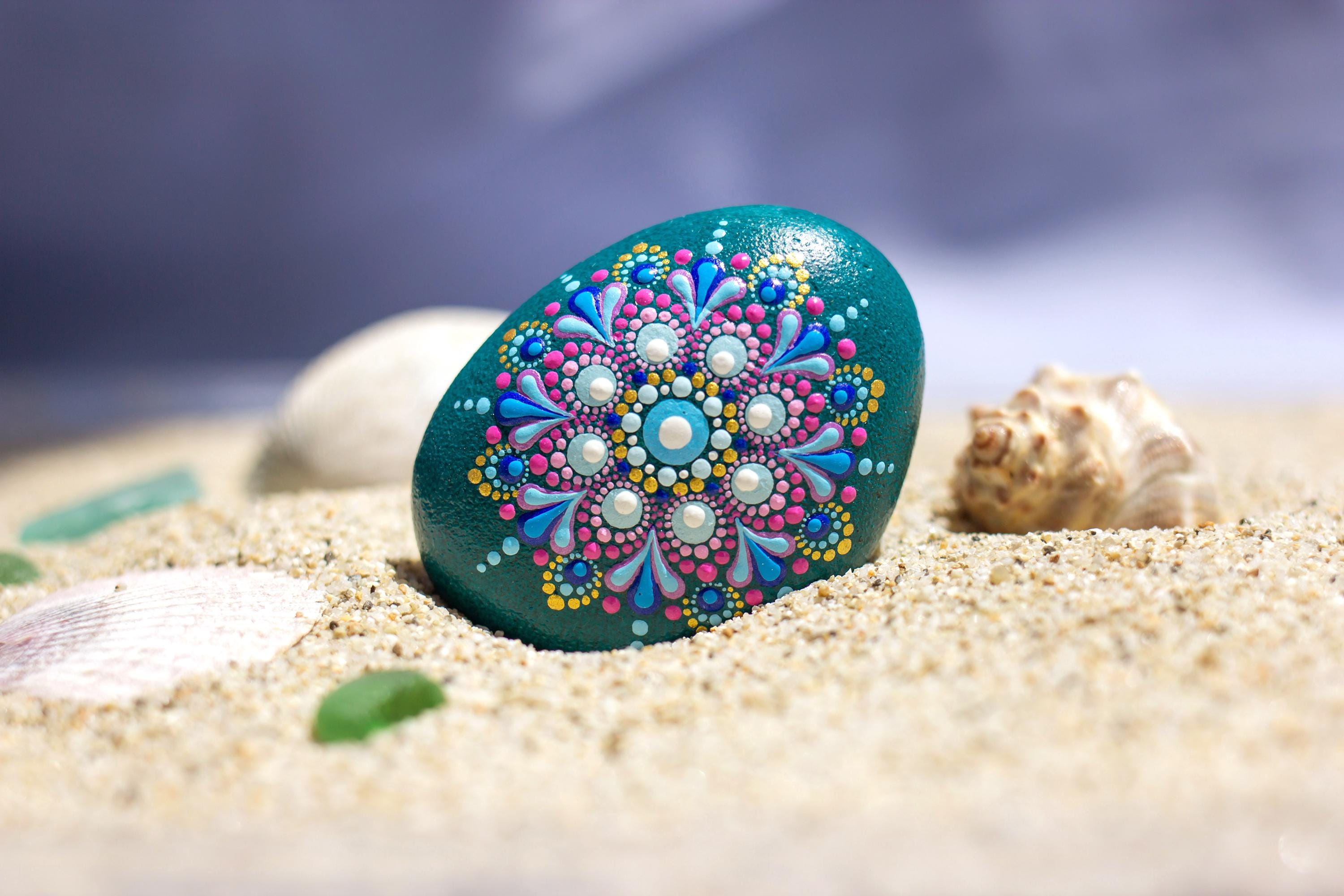 Mandala Stone Hand Painted Original Dot Art Mandala Rock Painting ...