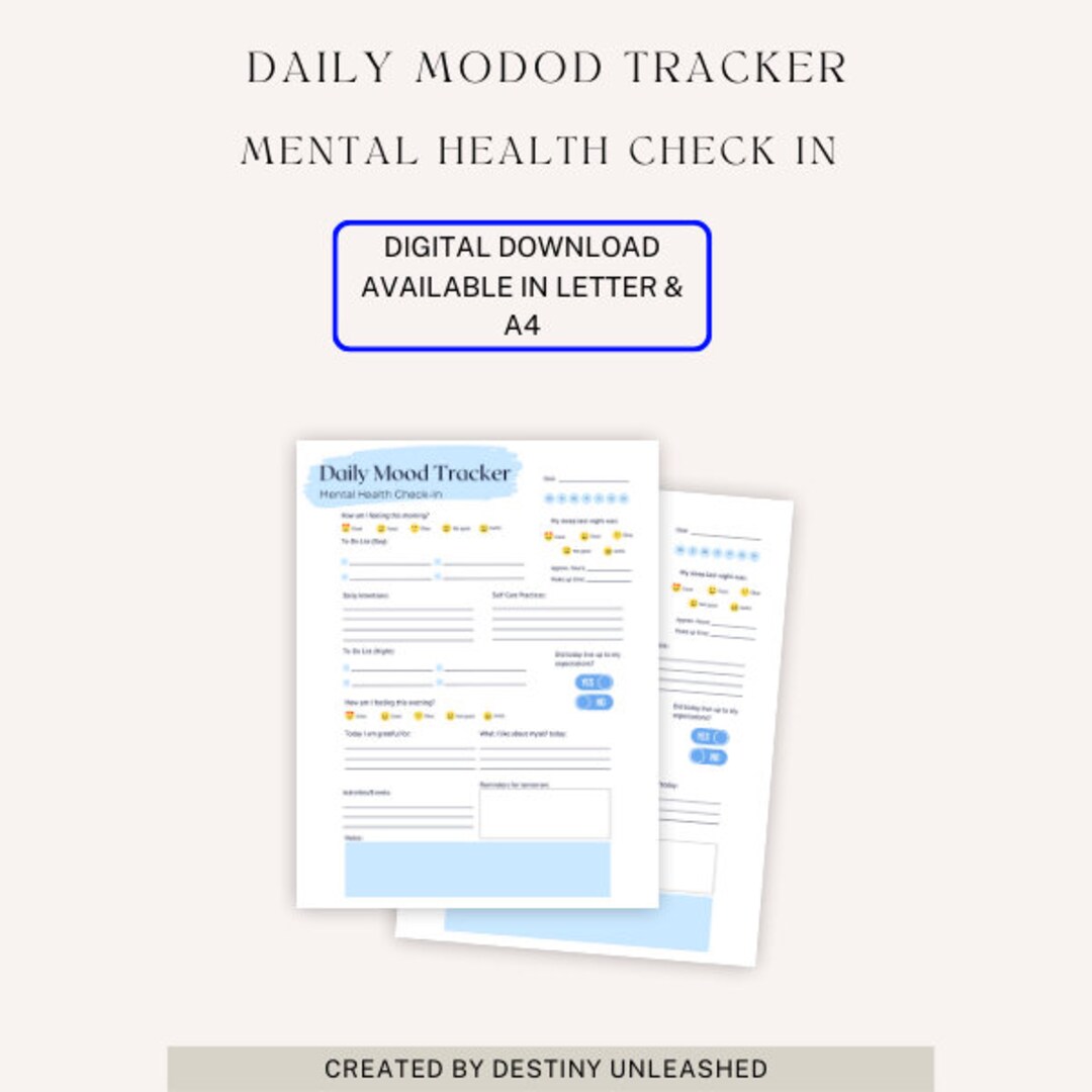 Daily Mood Tracker Mental Health Check-in - Etsy