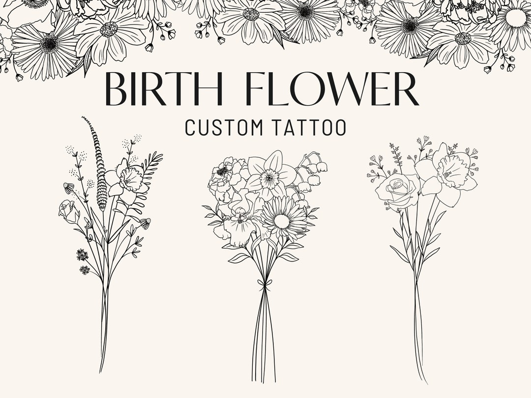Dainty birth flower tattoo | Orangetattooshop.com