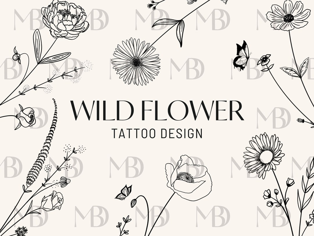 Dainty Wildflower Tattoo Design Floral Svg Botanical - Etsy