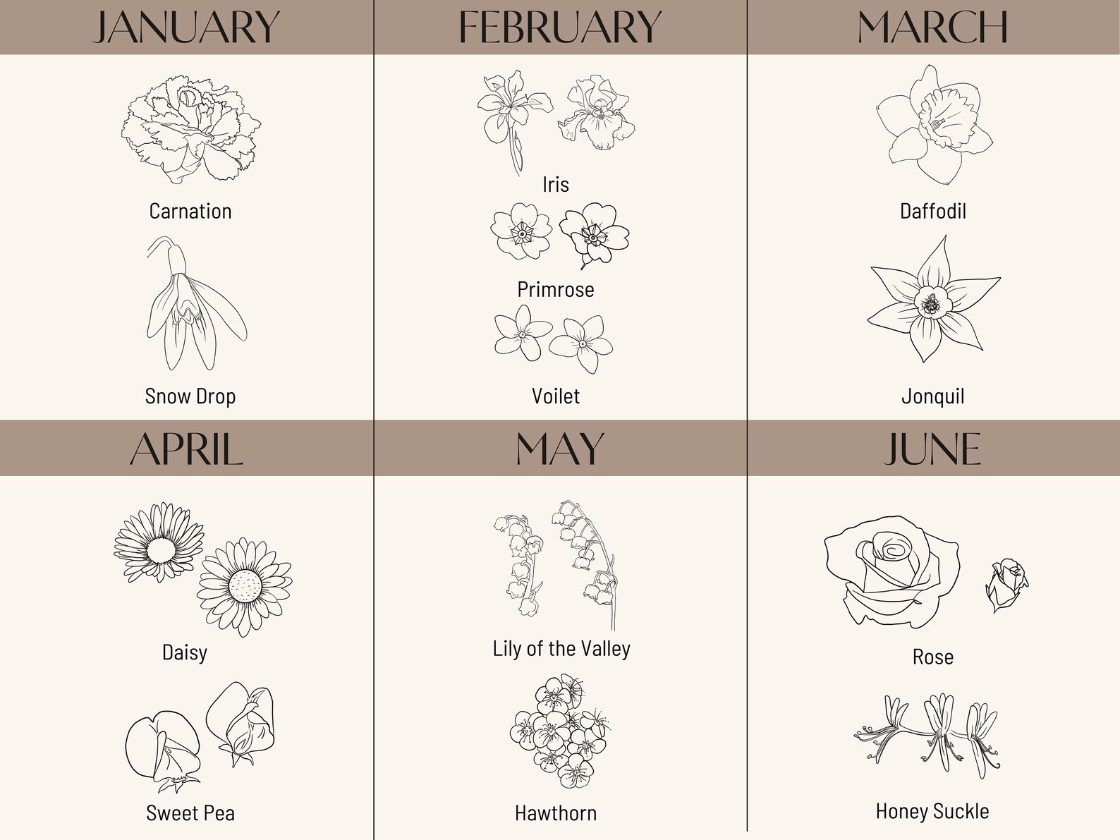 Custom Birth Flower Tattoo, Family Flower Bouquet, Wildflower SVG ...