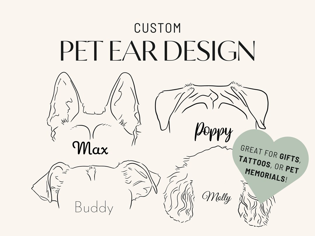 Custom Pet Ear Portrait, Memorial Tattoo Design, DIGITAL FILE ONLY, Dog ...