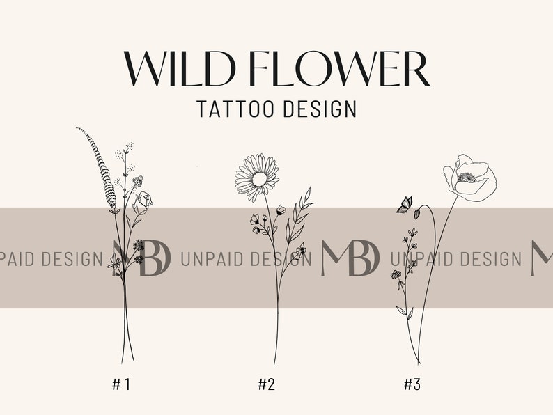 Dainty Wildflower Tattoo Design, Floral Svg, Botanical Bouquet, Birth ...