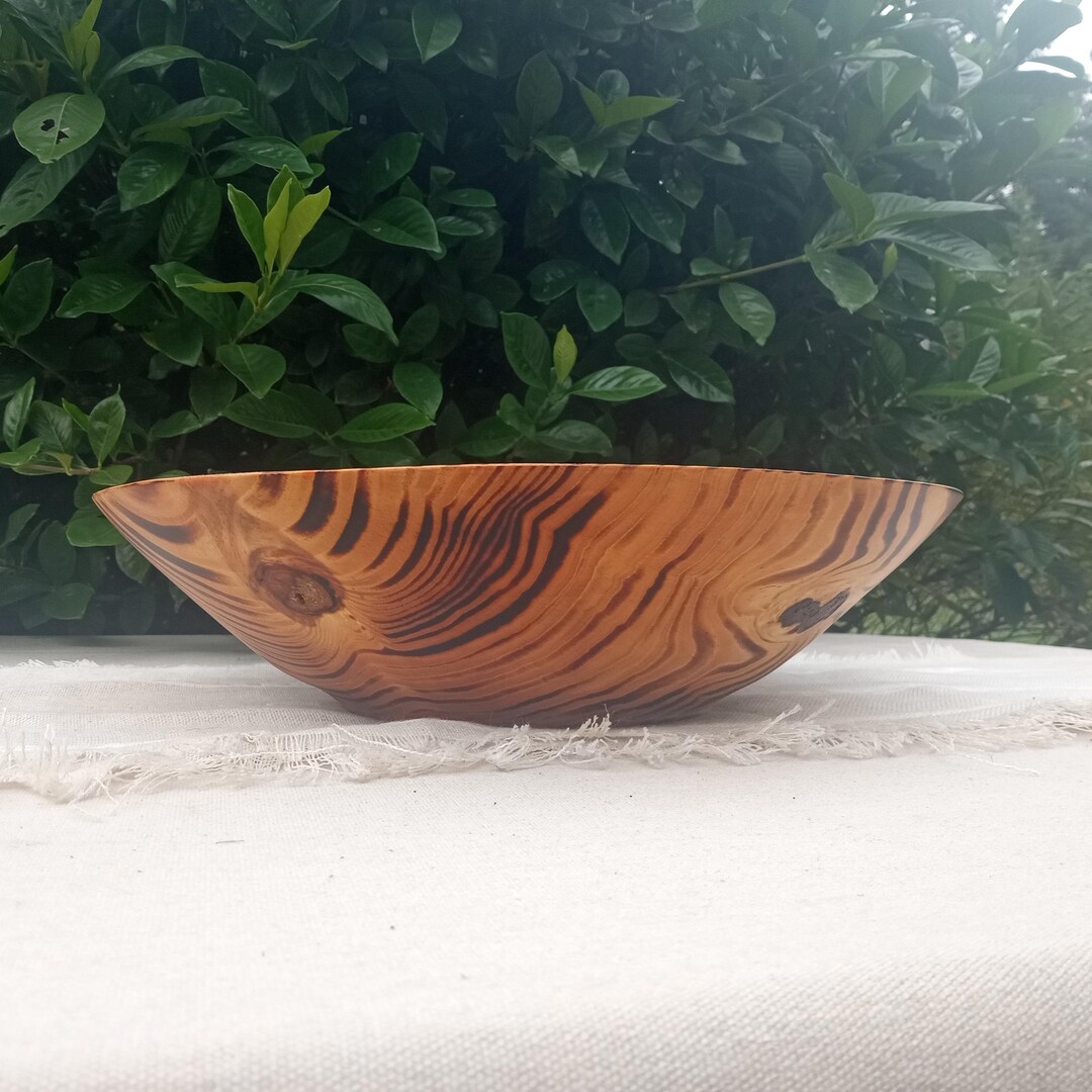 Scorched Pine Wood Fruit Bowl: Large Handcrafted Centerpiece, 14.5" - Etsy