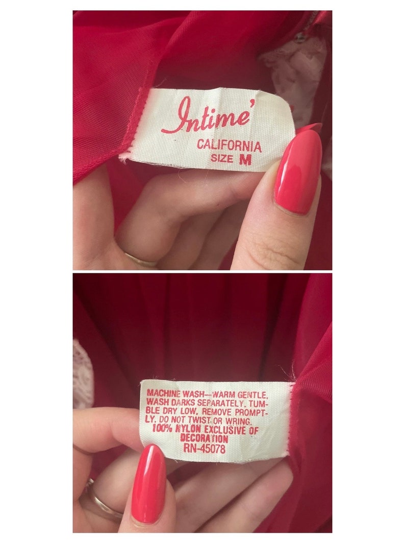 Rare Vintage Intime California Red Nylon Peignoir Nightgown and Robe ...