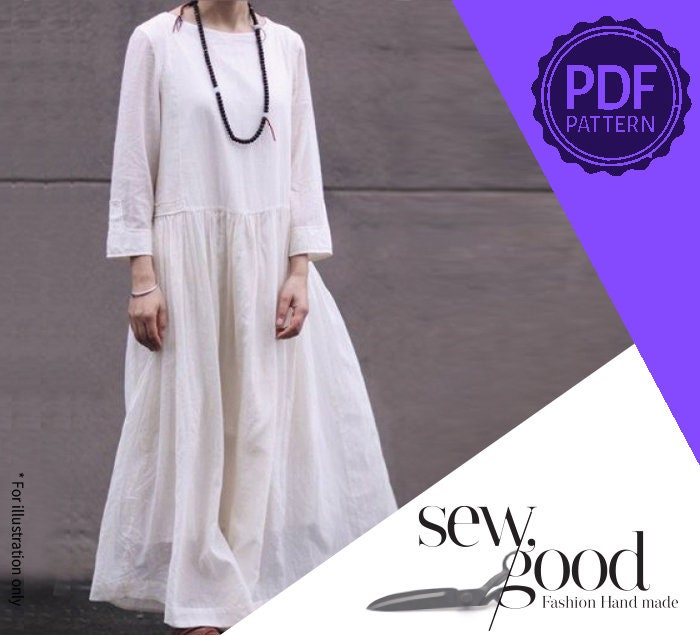 Women Gathering Dress , 1 File With All Sizes in English, PDF Printable ...