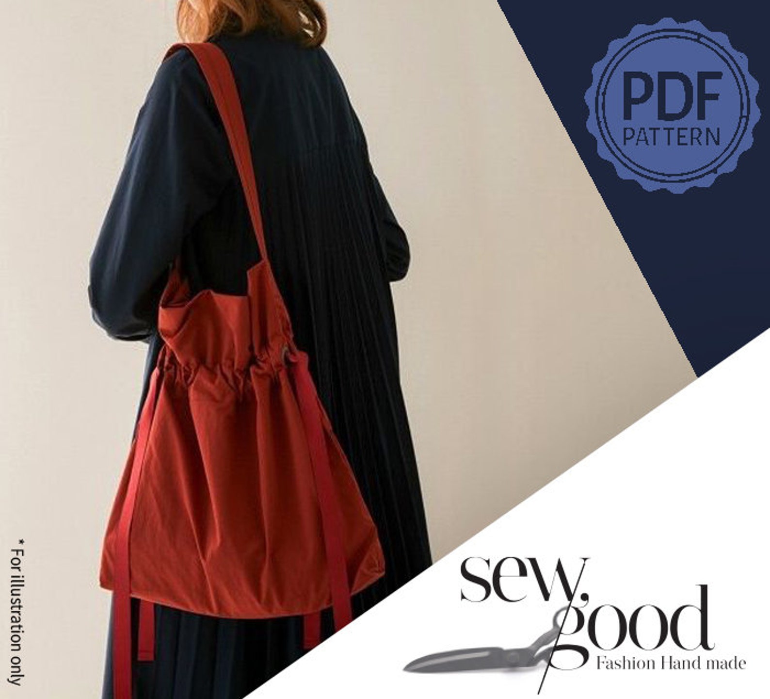 Women Gathering Straps Bag , PDF Printable Sewing Pattern in English ...
