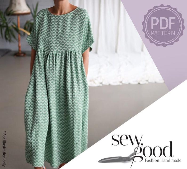 Women Gathering Dress , 1 File With All Sizes in English, PDF Printable ...