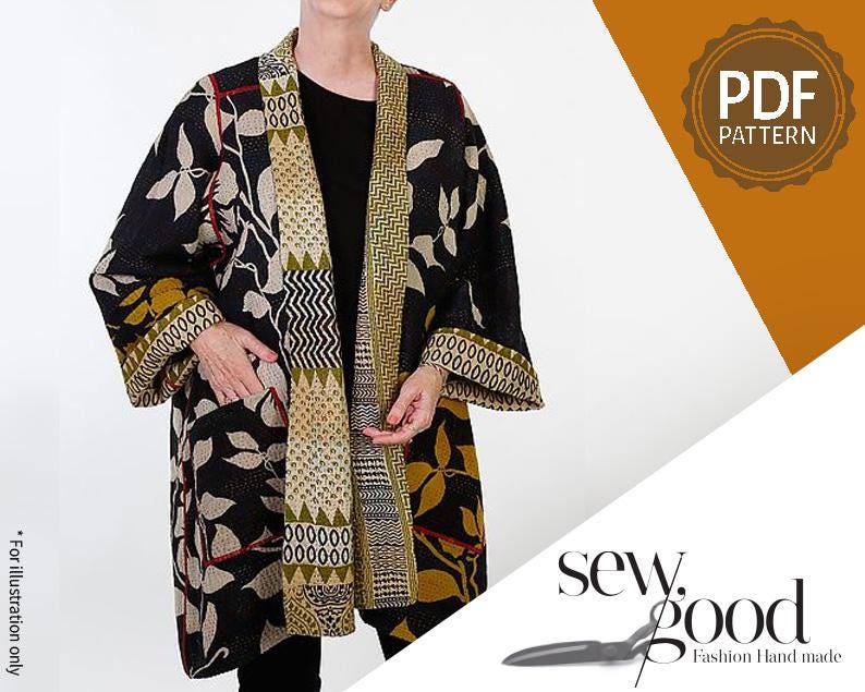 Kimono Top Sewing Pattern: Women's Sizes (PDF Printable, Instant ...