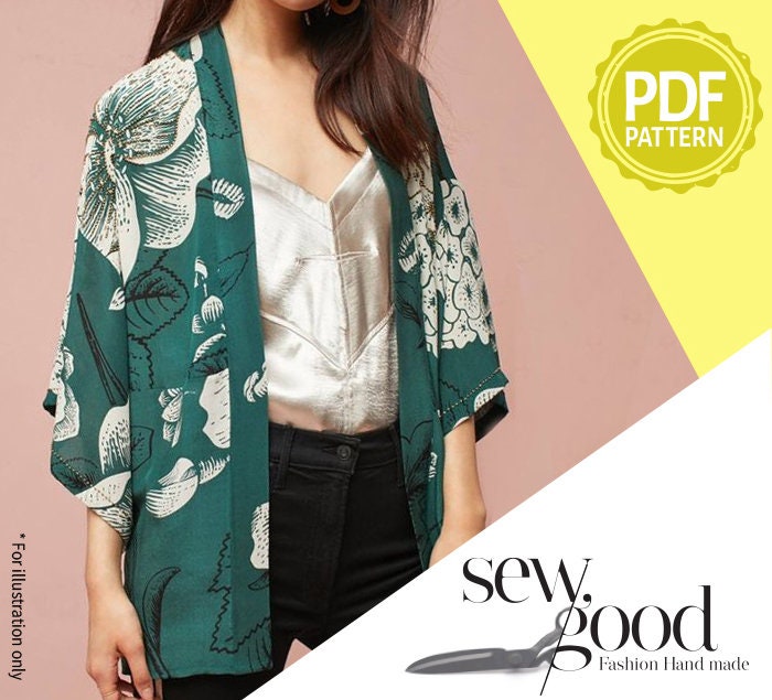 Women Kimono Top , 2 Files With All Sizes in English, PDF Printable ...