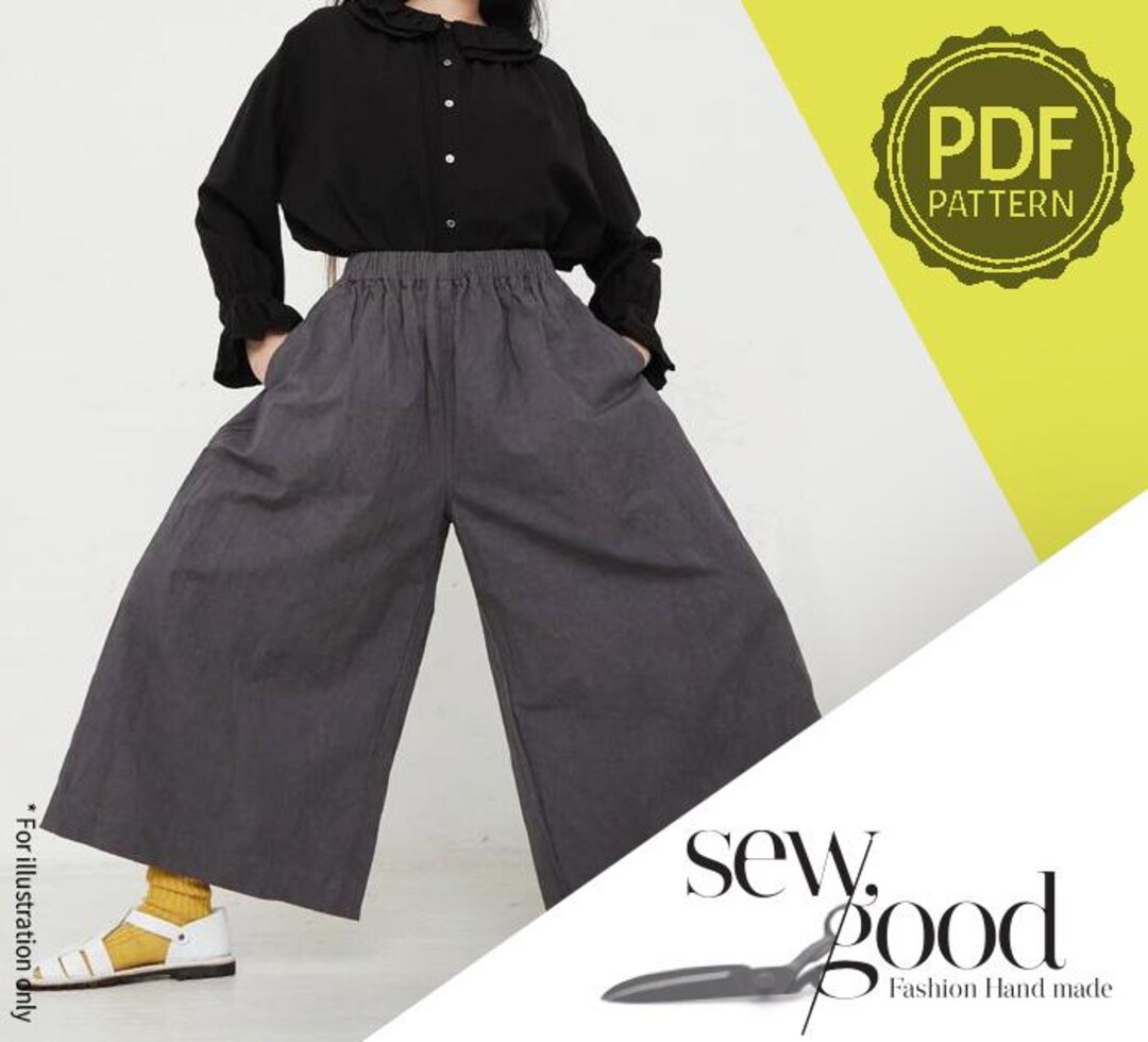 Skirt Wide Pants , 1 File With All Sizes in English, PDF Printable ...