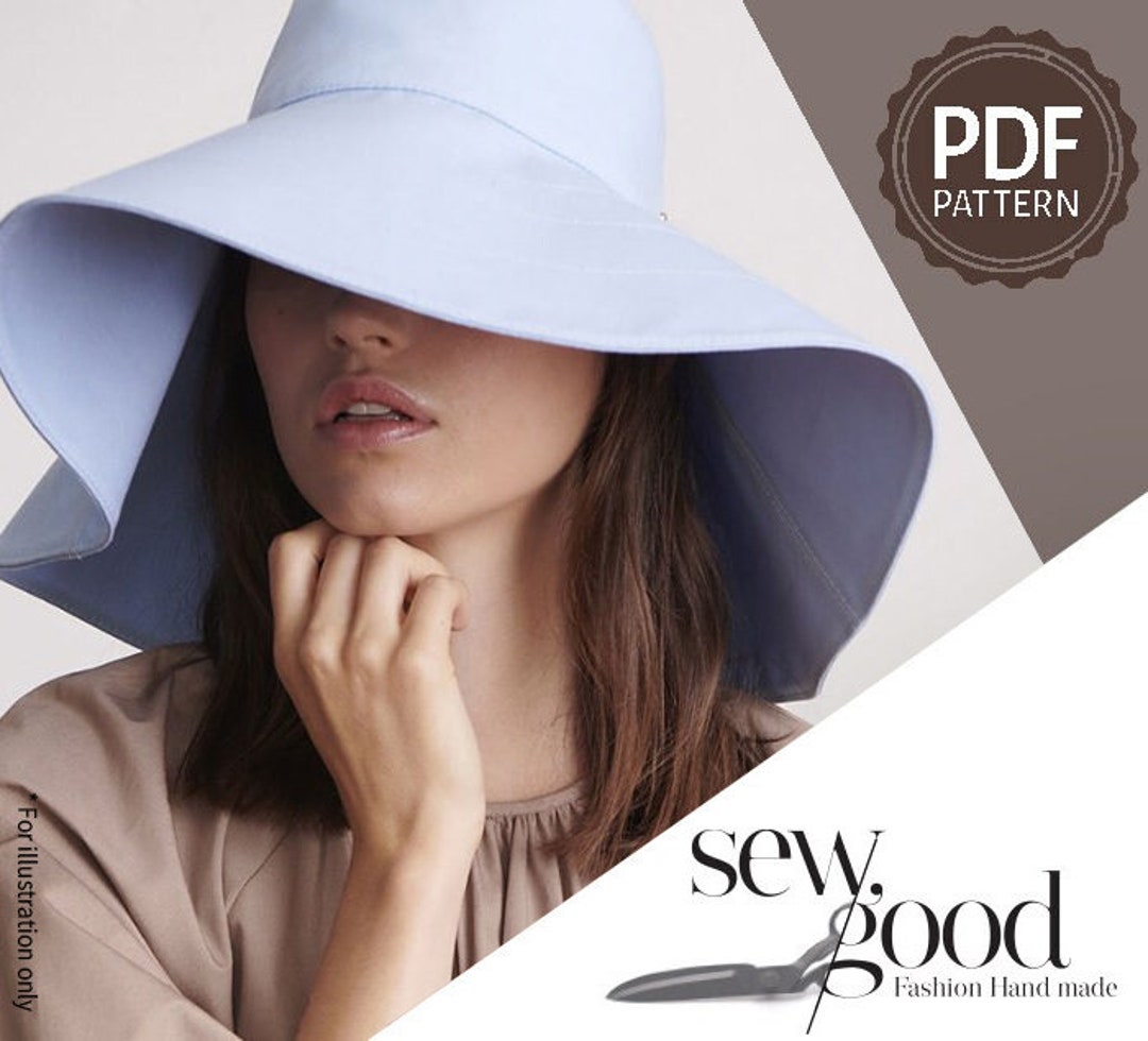 Women Wide Brim Hat , PDF Printable Sewing Pattern, Instant Download ...