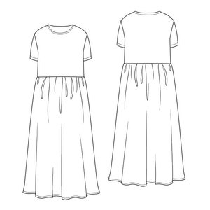 Women Gathering Dress , 1 File With All Sizes in English, PDF Printable ...