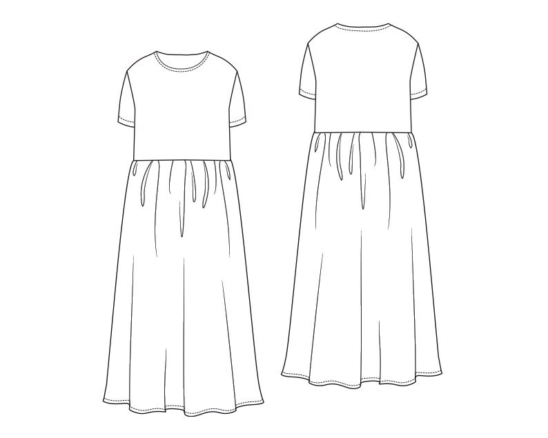 Women Gathering Dress , 1 File With All Sizes in English, PDF Printable ...