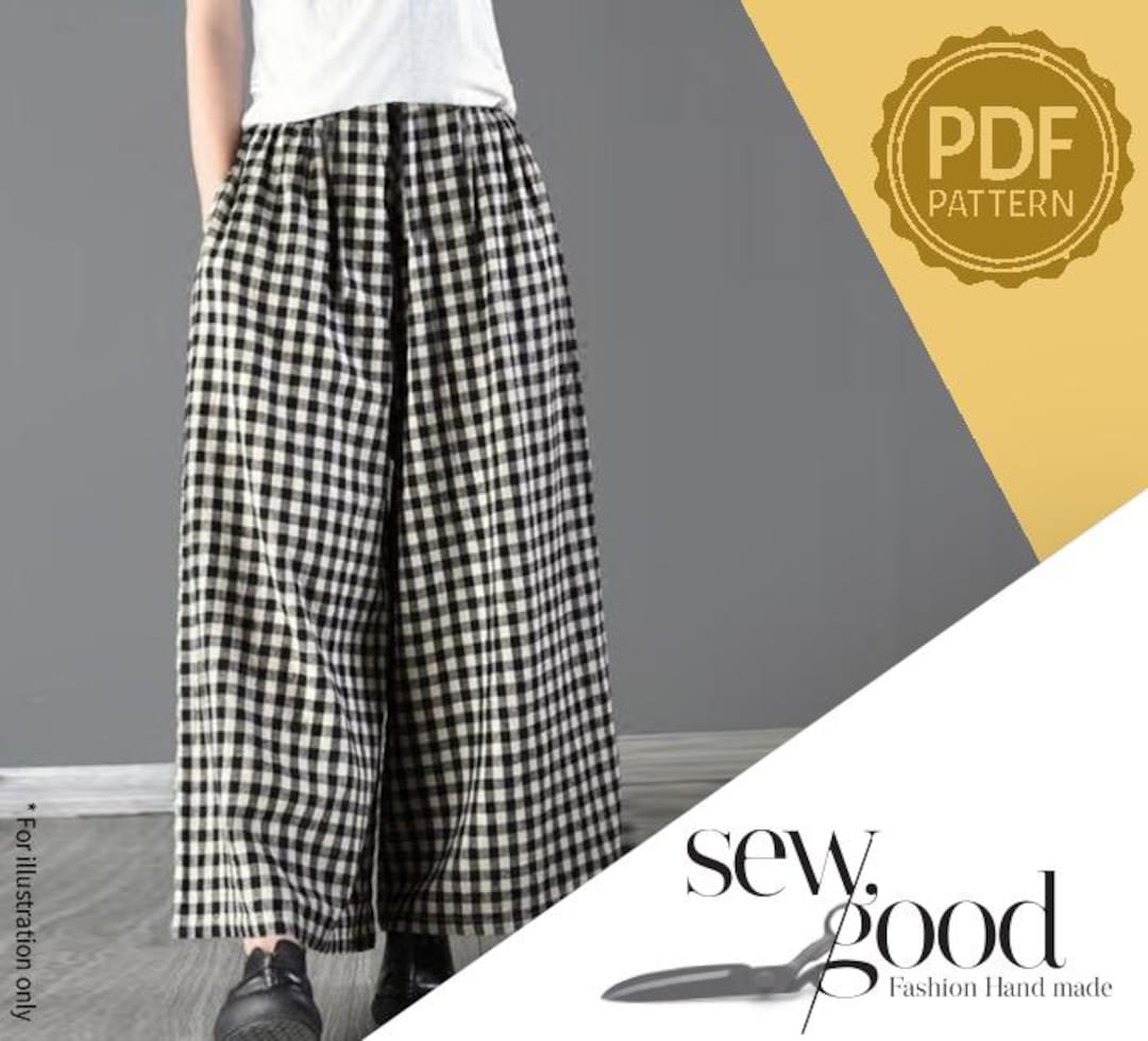 Wide Leg Pants Sewing Pattern: Women's Sizes 38-46 (PDF Printable ...