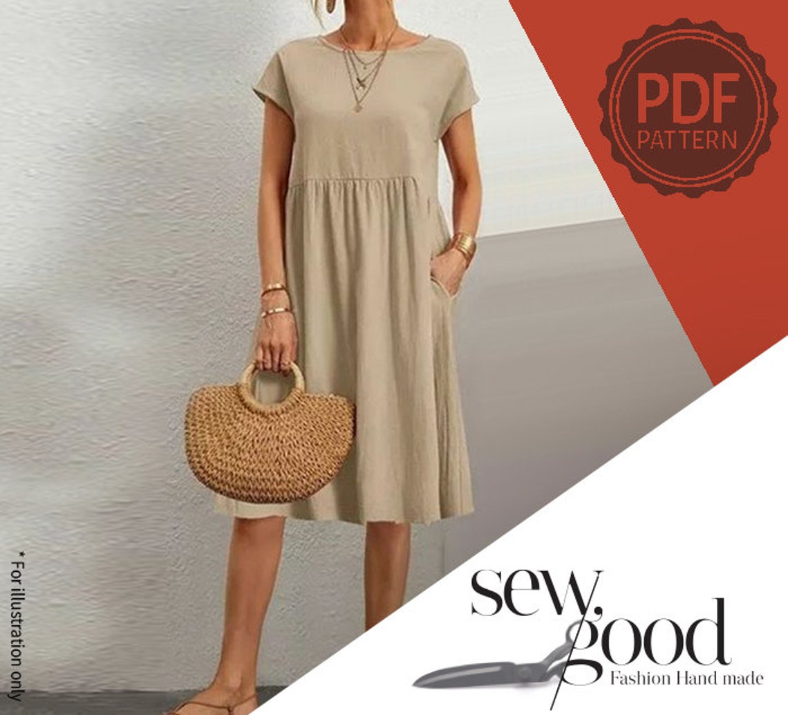 Women Gathering Dress , 1 File With All Sizes in English, PDF Printable ...