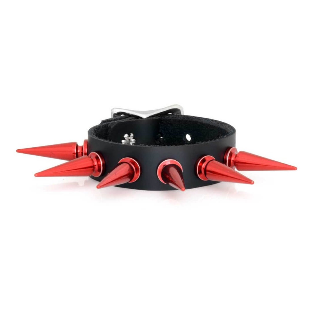 Red Long Spike Wristband - Etsy