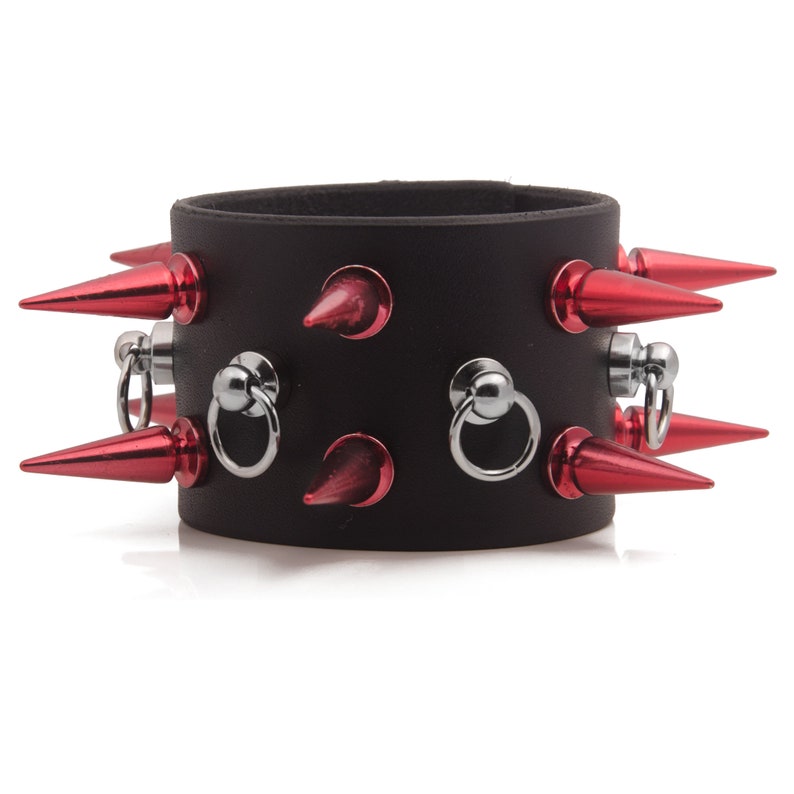 Rivithead Red Spike and Mini O-ring Leather Wristband - Etsy