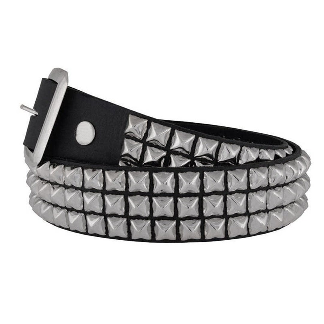 3 Row Pyramid Studded Leather Rocker Belt - Etsy