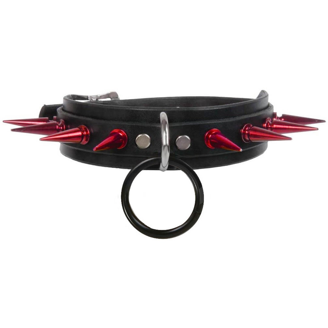 Rivithead Red Spiked Leather Choker With Black O-ring - Etsy